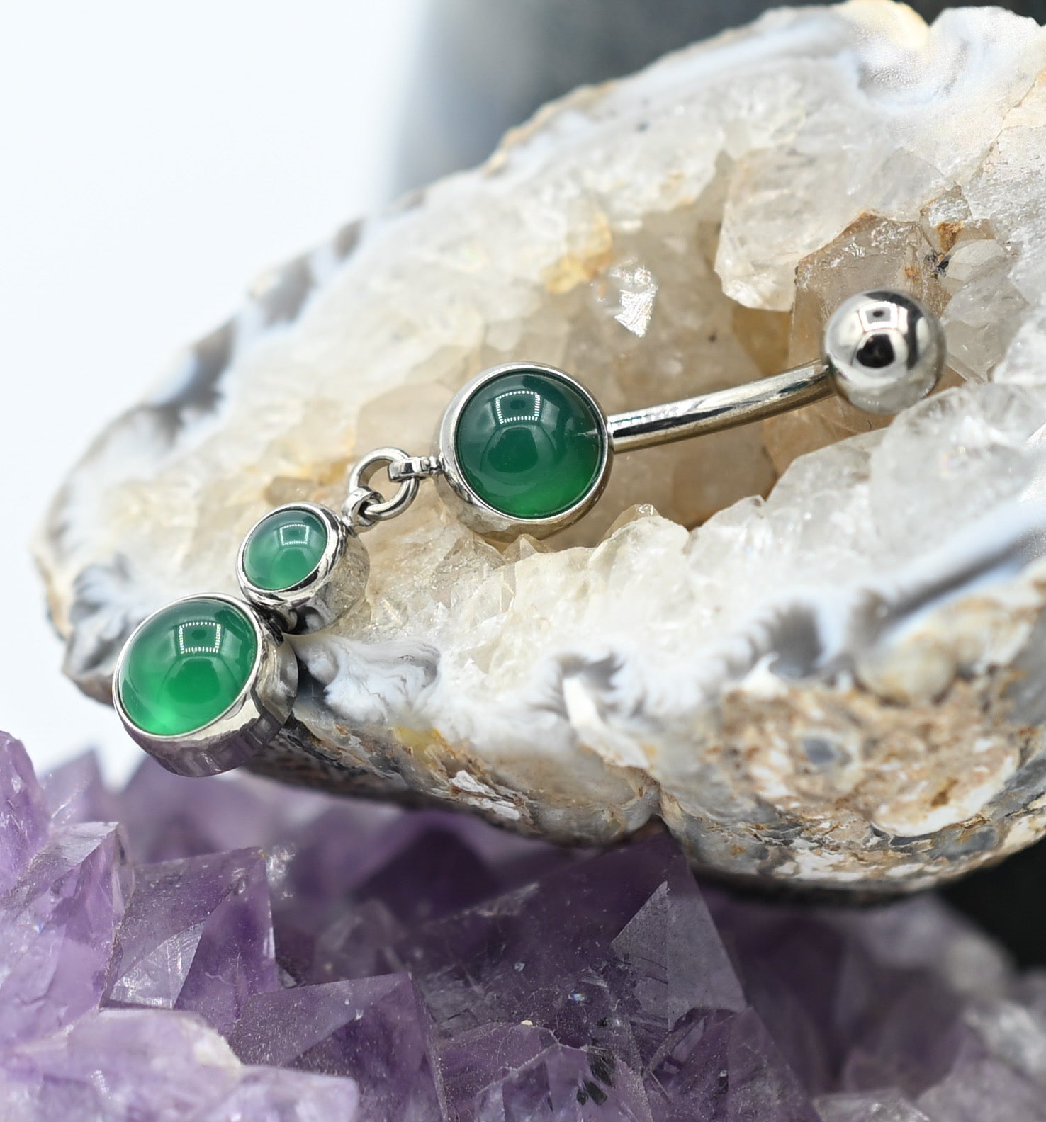 Double Natural Stone Dangle Navel Curve by Industrial Strength ...