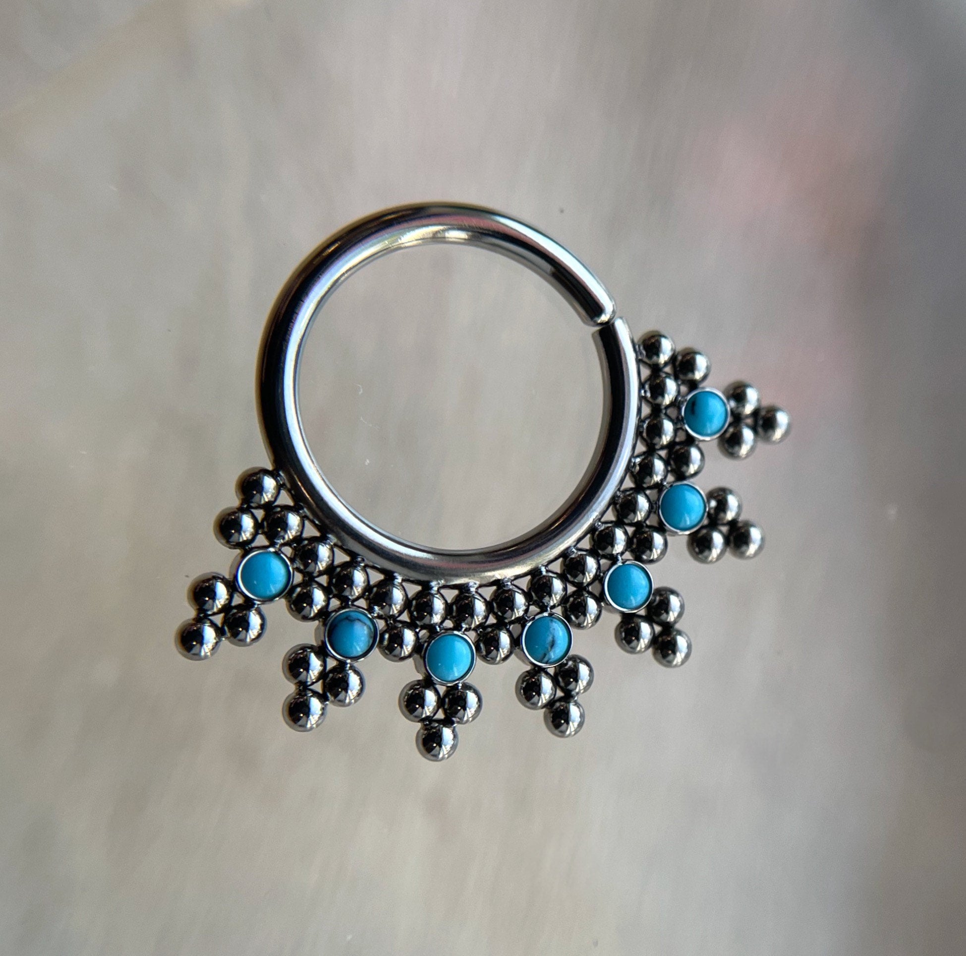 7-Gem Beaded Bijoux Seam Ring (HSMR-D) by LeRoi | Diamond Heart Studios