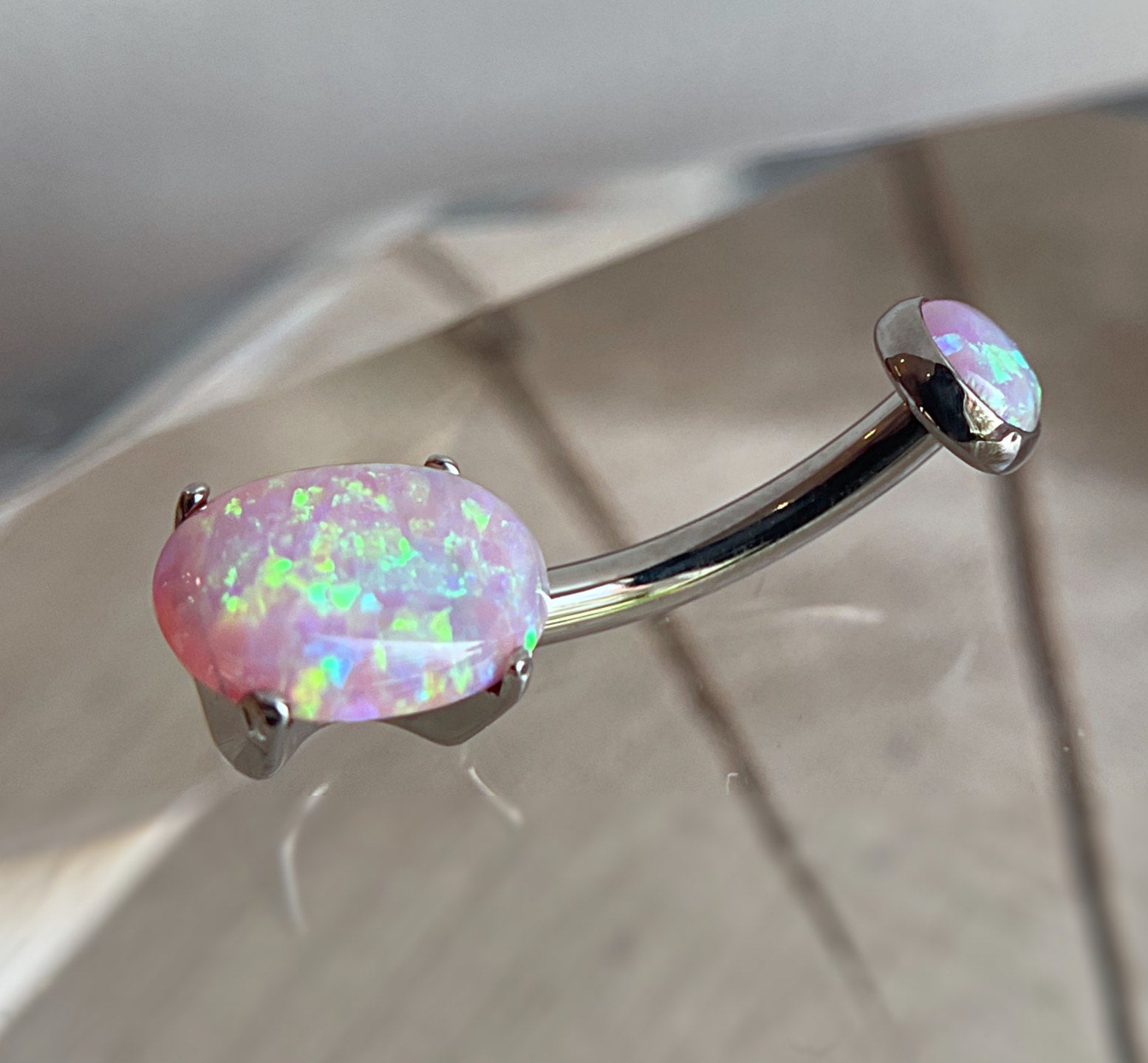 Oval Cut Navel Curve by Anatometal | Diamond Heart Studios